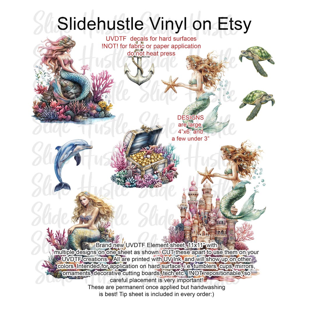 Mermaids Element Sheet, UVDTF, Full Sheet 11x11 VF743ES46 - Etsy