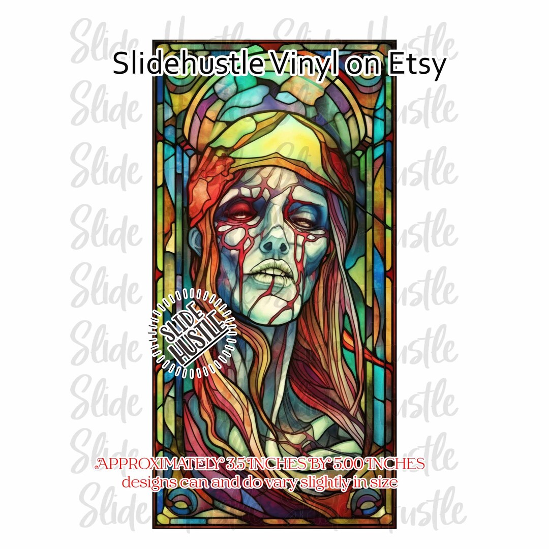 Zombie Stained Glass Decal, Spot White Vinyl Decal, Tumbler Decal, Spot ...