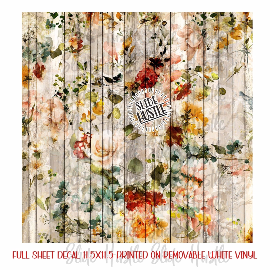 Printed Vinyl, Shabby Chic Printed Vinyl, Rustic, Boho Floral Printed ...