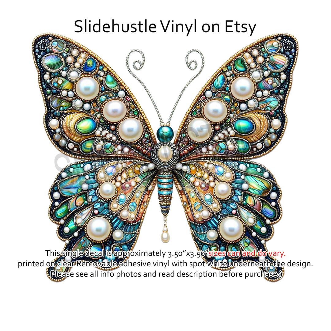 Printed Vinyl Decal of Jeweled Butterfly, Rhinestone Butterfly ...