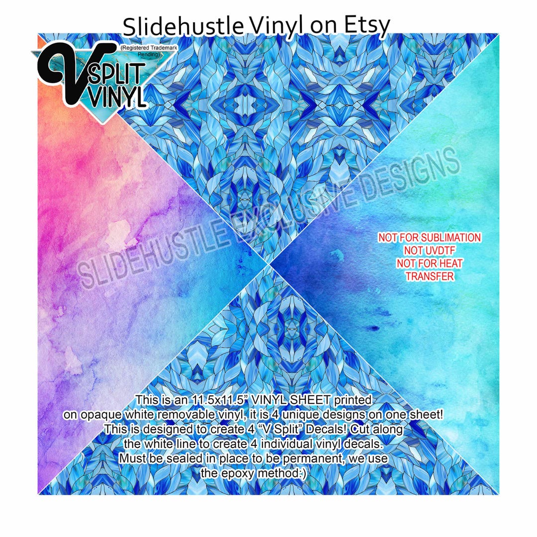 Slide Hustle V Split Vinyl, Blue Watercolor and Stained Glass Vinyl ...