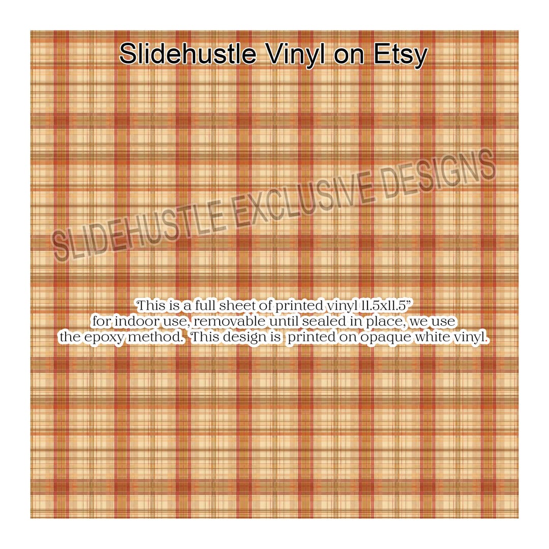 Autumn Printed Adhesive Vinyl Sheet, Fall Plaid, Rustic, Homespun Fall ...