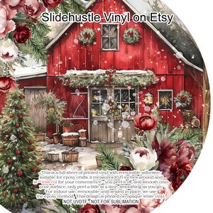 Christmas Tray Printed Vinyl, Winter Barn Scene, Adhesive Vinyl ...