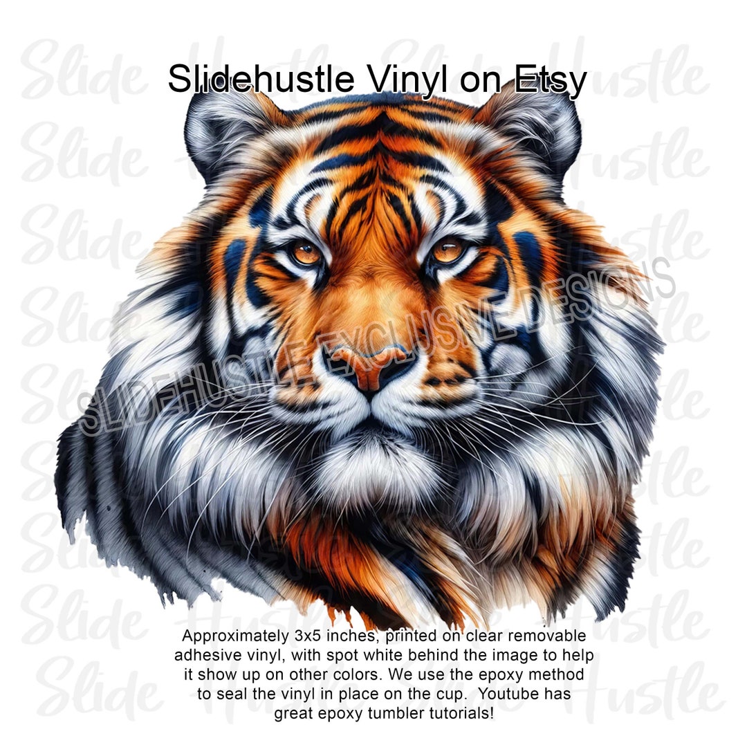 Beautiful Realistic Tiger Vinyl Tumbler Decal, Tiger Clear Cast Decal ...