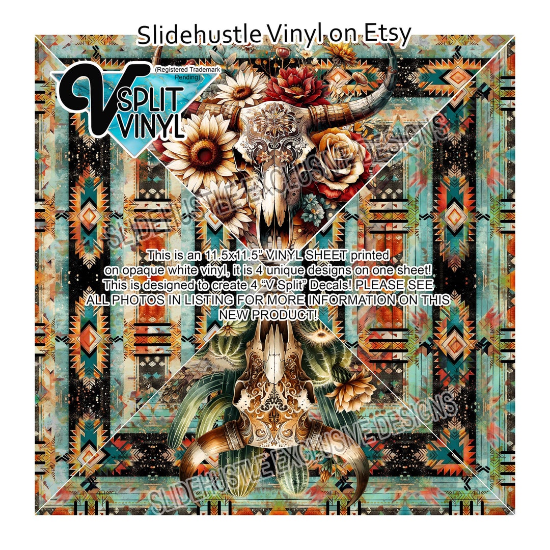 Slide Hustle V Split Vinyl, VSPLIT Printed Adhesive Vinyl for Tumblers ...