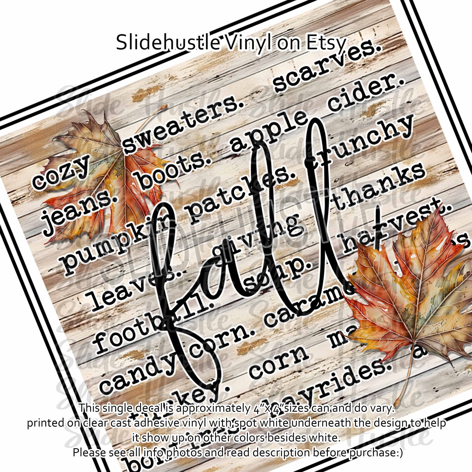Printed Vinyl Tumbler Decal, Fall Leaf Tumbler Decal, Beautiful Fall ...