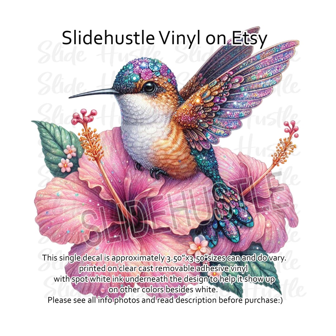 Colorful Hummingbird Vinyl Decal, Beautiful Hummingbird Tumbler Decal ...