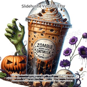 Zombie Coffee Drink Printed Vinyl Decal, Spot White, Ready to Use ...
