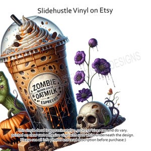 Zombie Coffee Drink Printed Vinyl Decal, Spot White, Ready to Use ...