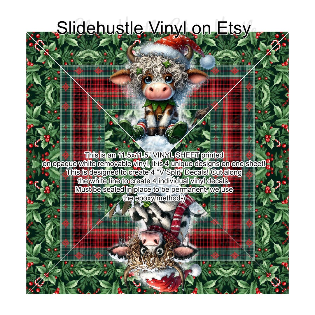 Slide Hustle V Split Vinyl, Funny Elf Cows, Funny Christmas Cows ...