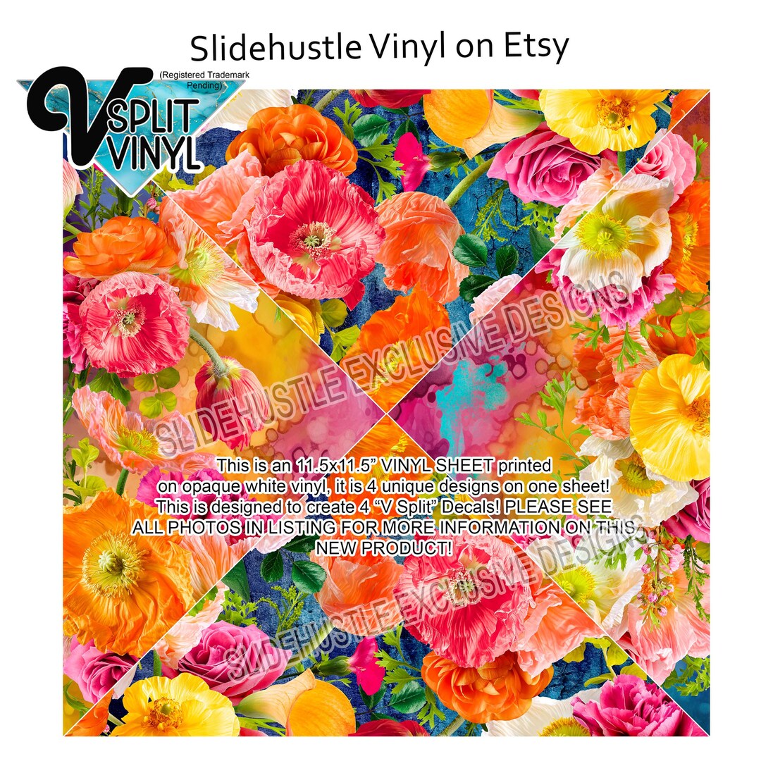Floral V Split Vinyl, Slide Hustle V Split Vinyl, VSPLIT Printed ...