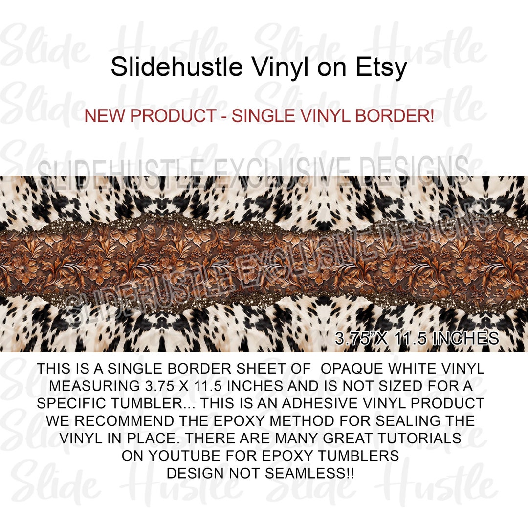 NEW Single Border Design, Tooled Leather and Cowhide Vinyl, Adhesive ...