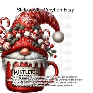 Christmas Mistletoe Kisses and Coffee Gnome Tumbler Decal, Spot White ...