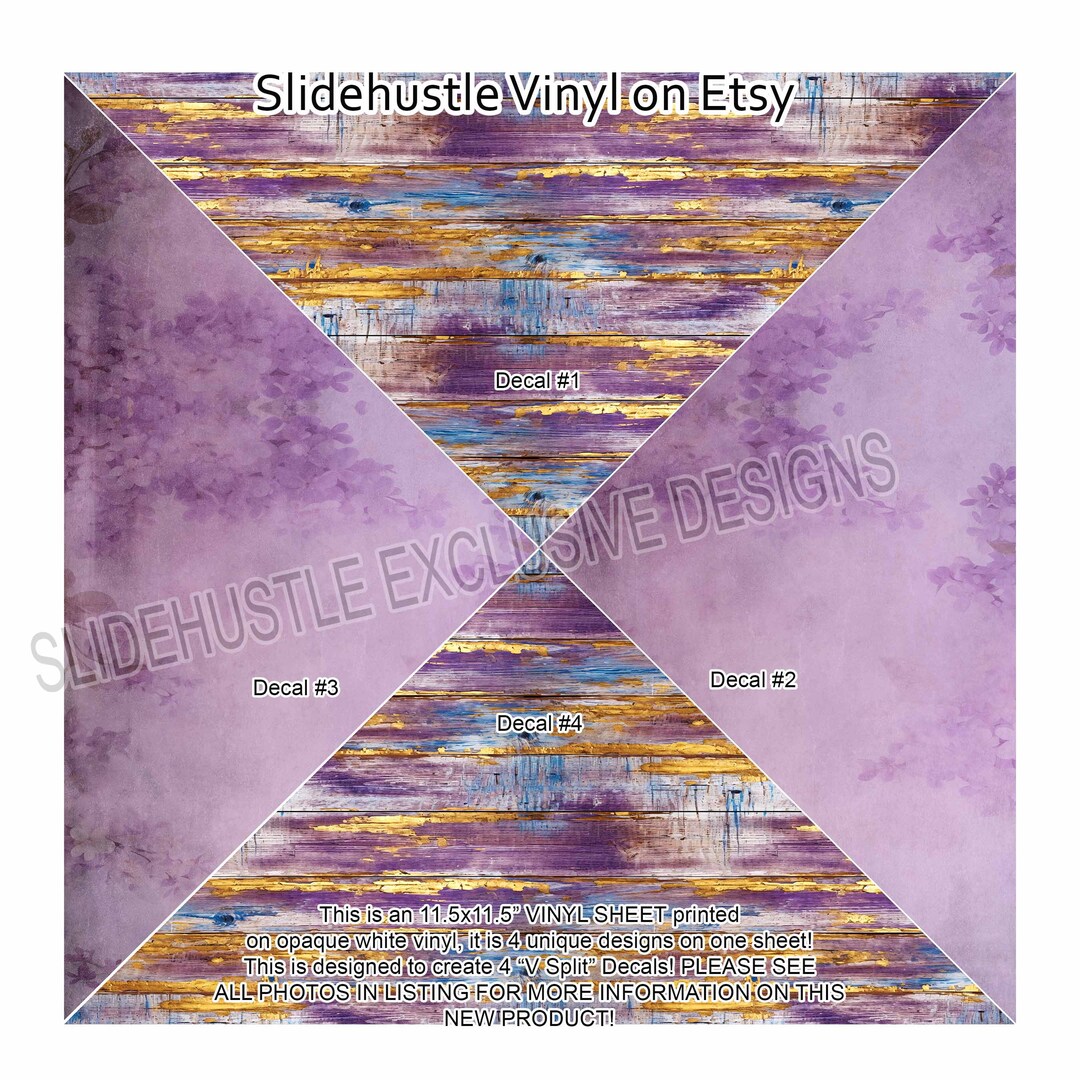 NEW V SPLIT Printed Adhesive Vinyl, Tumbler Wrap Vinyl, Purple V Split ...