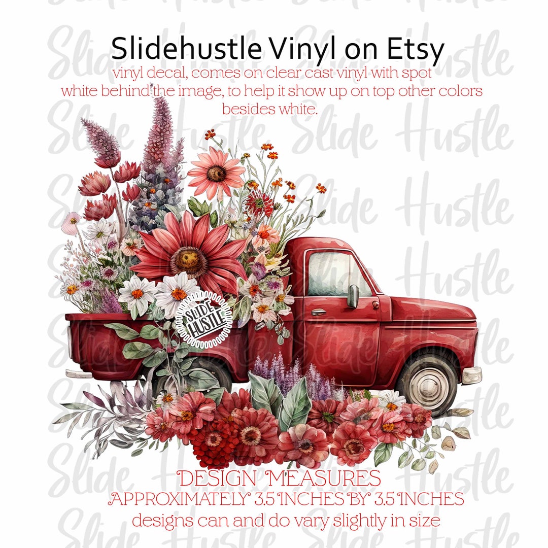 Beautiful, Vintage, Farm Truck Vinyl Decal, Red Truck, Farm Truck With ...