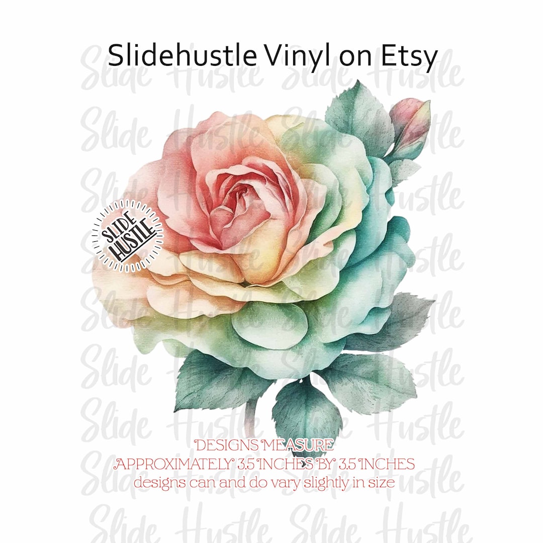 Watercolor Floral Vinyl Decal, Rose Vinyl Decal, Clear Cast Spot White ...