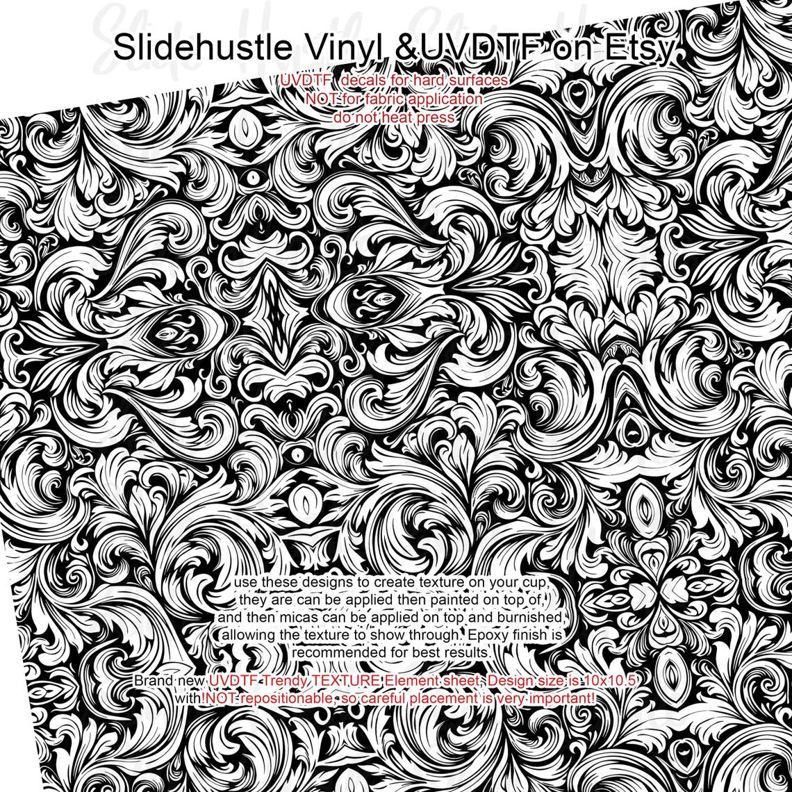 Slidehustle UVDTF Tooled Leather Texture Sheet, UVDTF Texture Sheet ...