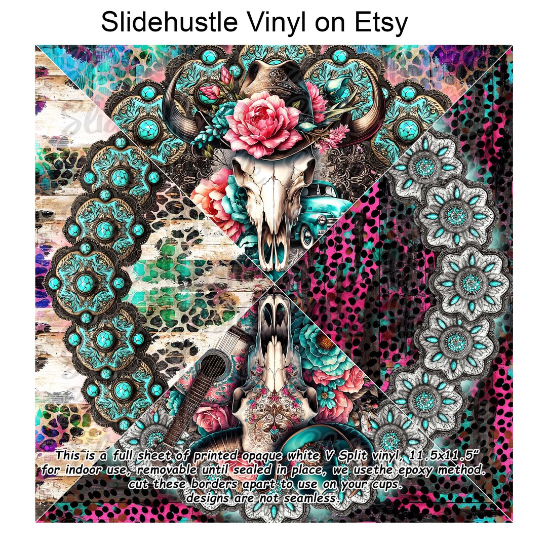 Slide Hustle V Split Vinyl, VSPLIT Printed Adhesive Vinyl for Tumblers ...