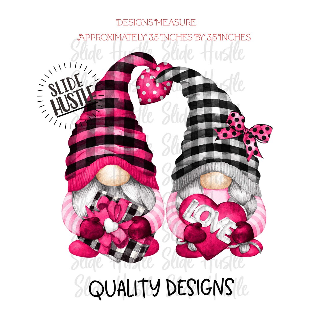 Gnome Valentine's Day Vinyl Decal, Valentine's Day Gnomes, Clear Spot ...