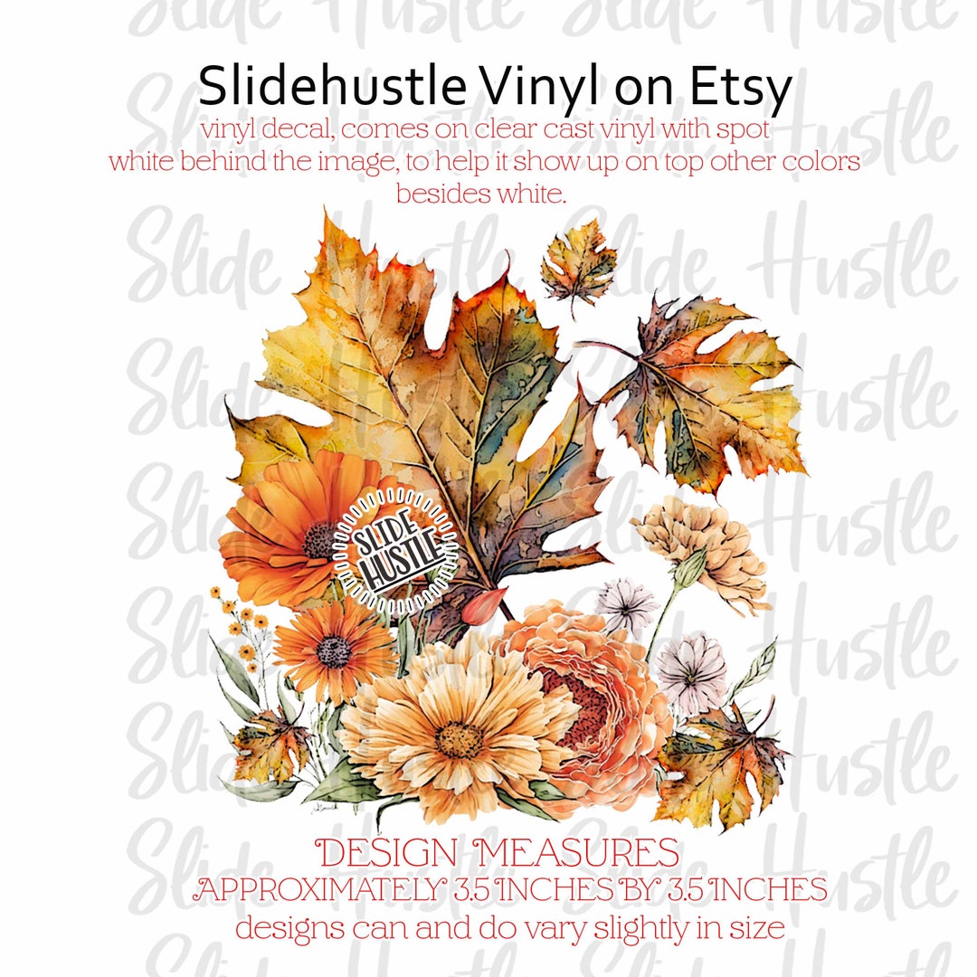 Fall Leaves Watercolor Vinyl Decal, Tumbler Decal, Spot White ...