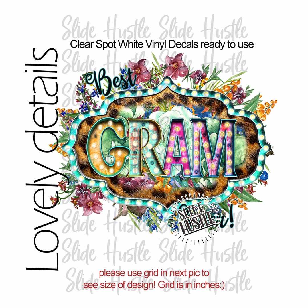 Best Gram Ever Vinyl Decal, Leopard Marquee Best Gram, Printed on Clear ...