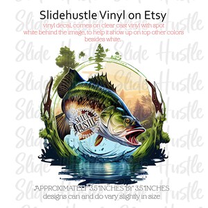 Largemouth Bass Decal, Fishing Decal, Clear Cast Removable Vinyl, 3.5x3 ...