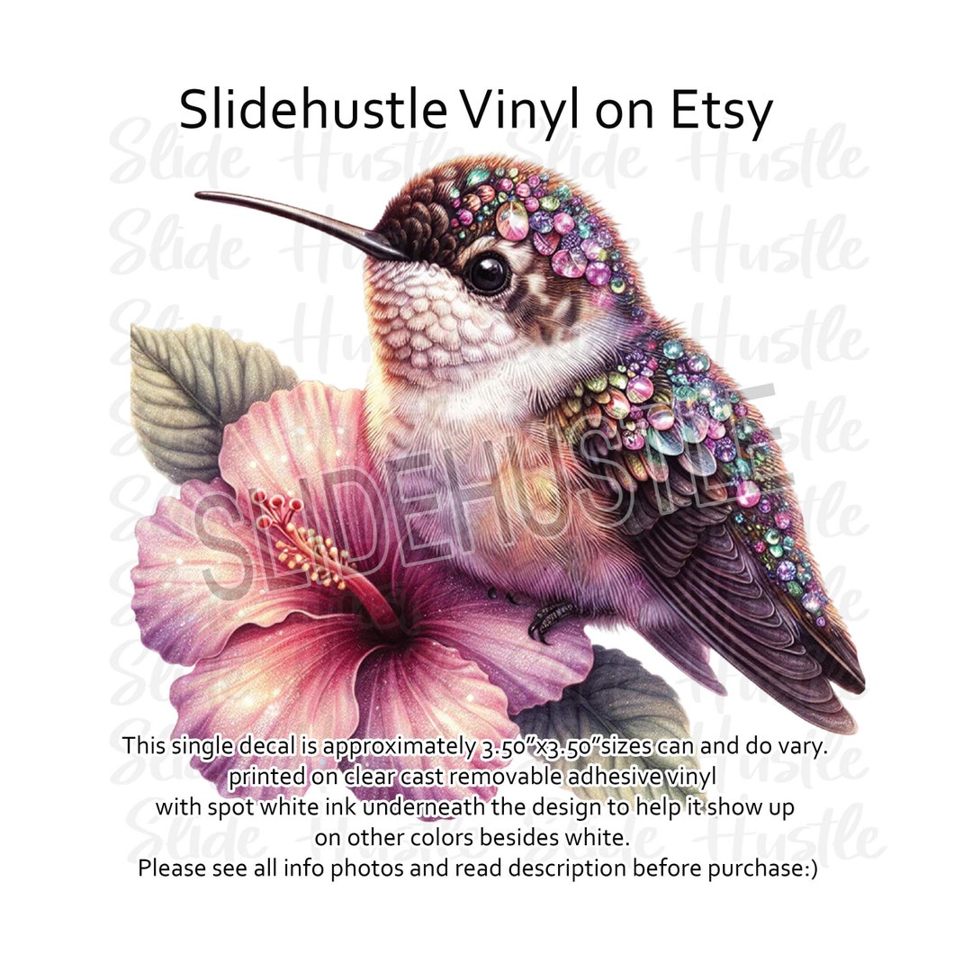 Colorful Hummingbird Vinyl Decal, Beautiful Hummingbird Tumbler Decal ...