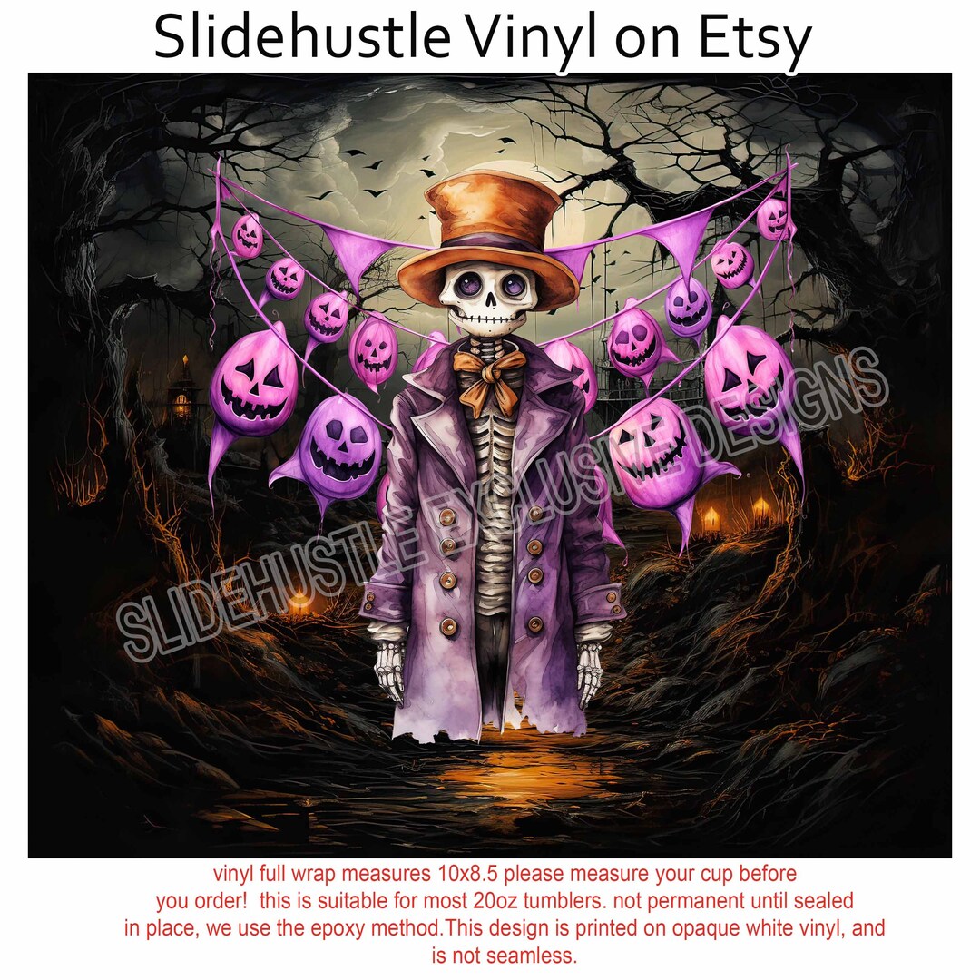 Halloween Skeleton Vinyl Tumbler Wrap 8.5x10" - Epoxy Tumbler Wrap With ...