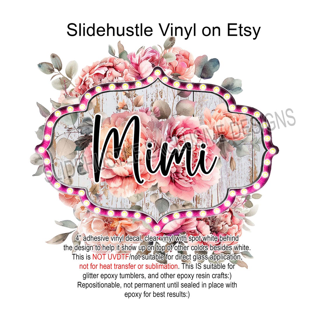 Mimi Printed Vinyl Decal, Printed Adhesive Vinyl Decal, Spot White ...