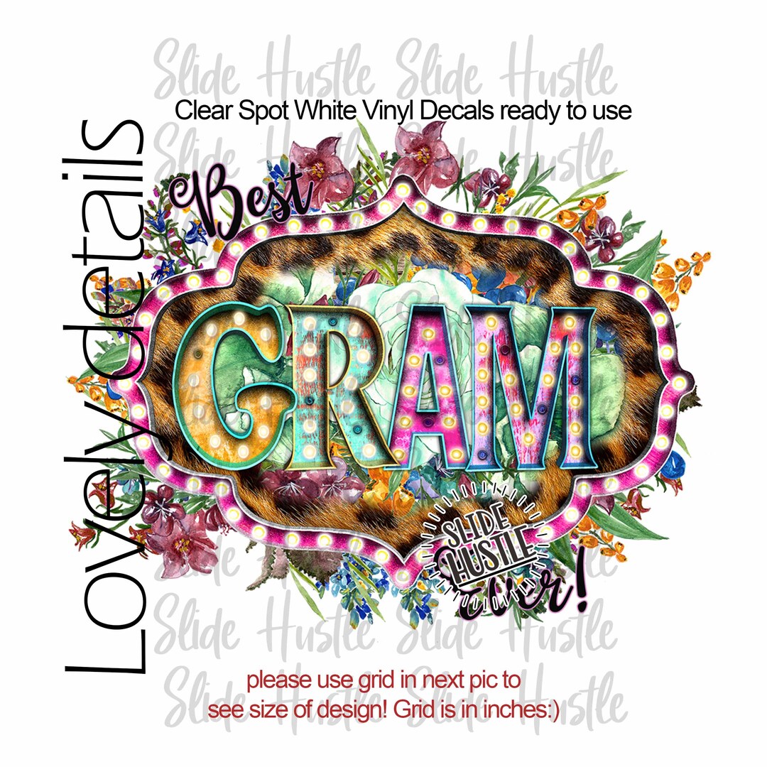 Best Gram Ever Vinyl Decal, Leopard Marquee Best Gram, Printed on Clear ...