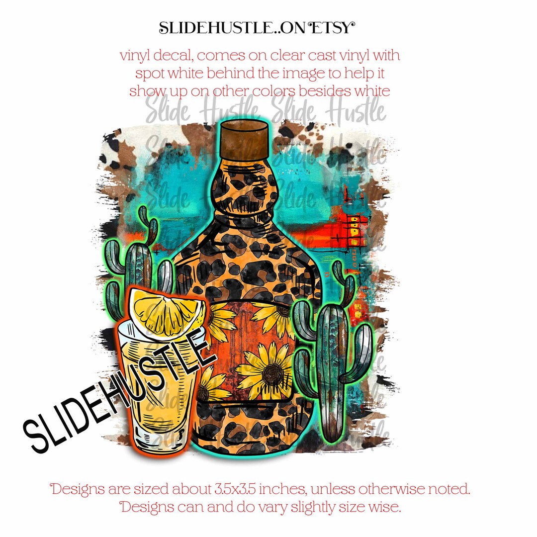 Tequila Vinyl Decal, Leopard Vinyl Decal, Boho Vinyl Decal, Spot White ...