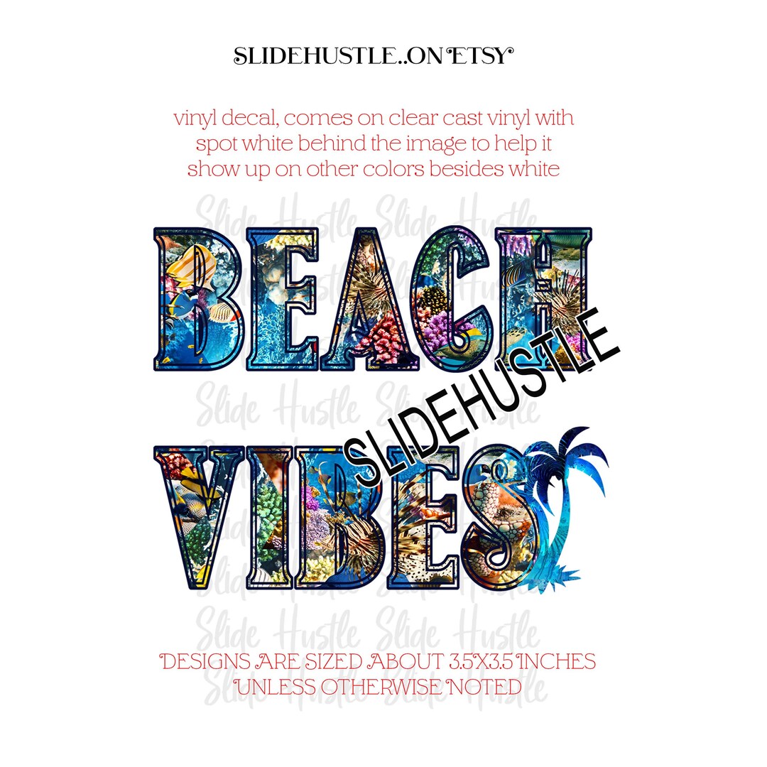 Beach Vibes Decal, Beach Vinyl Decal, Printed Vinyl, Tumbler Decal ...