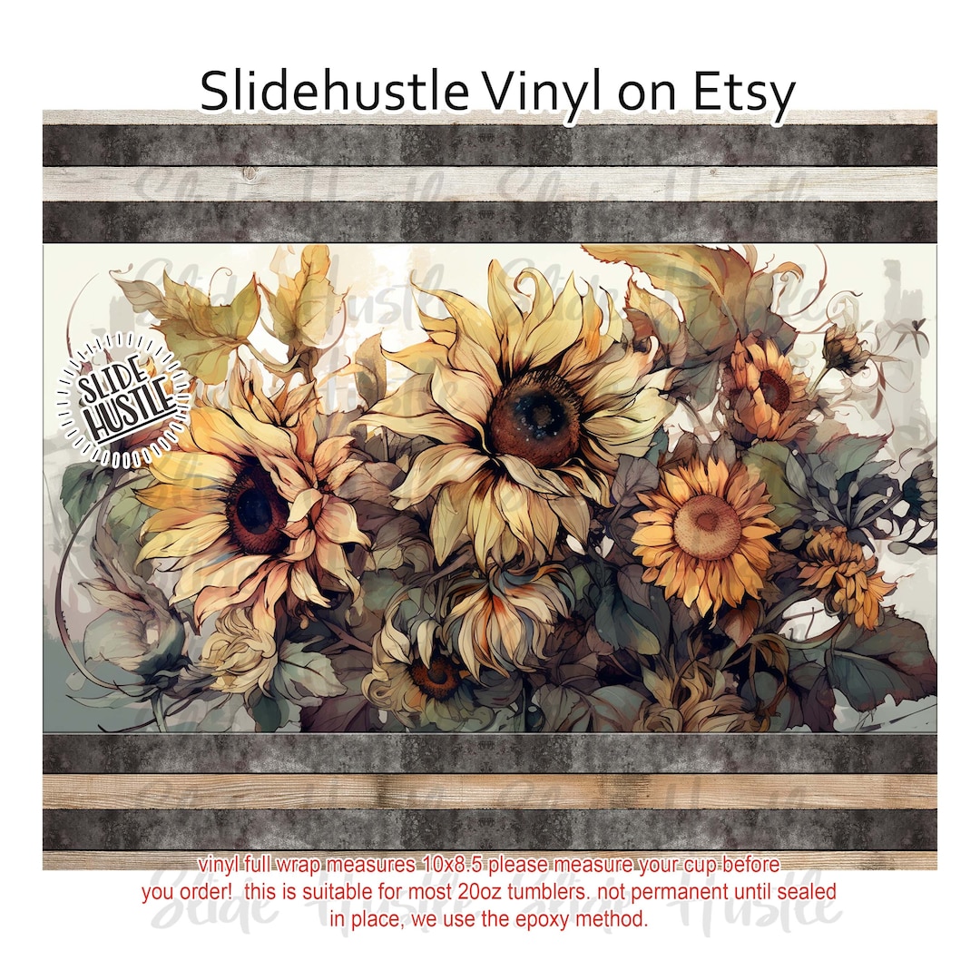 Watercolor Sunflowers Vinyl Tumbler Wrap. Vinyl Design, Printed on ...