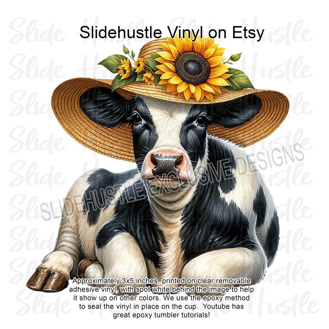 Funny Cow Tumbler Decal, Summer Cow Clear Cast Decal, Spot White ...