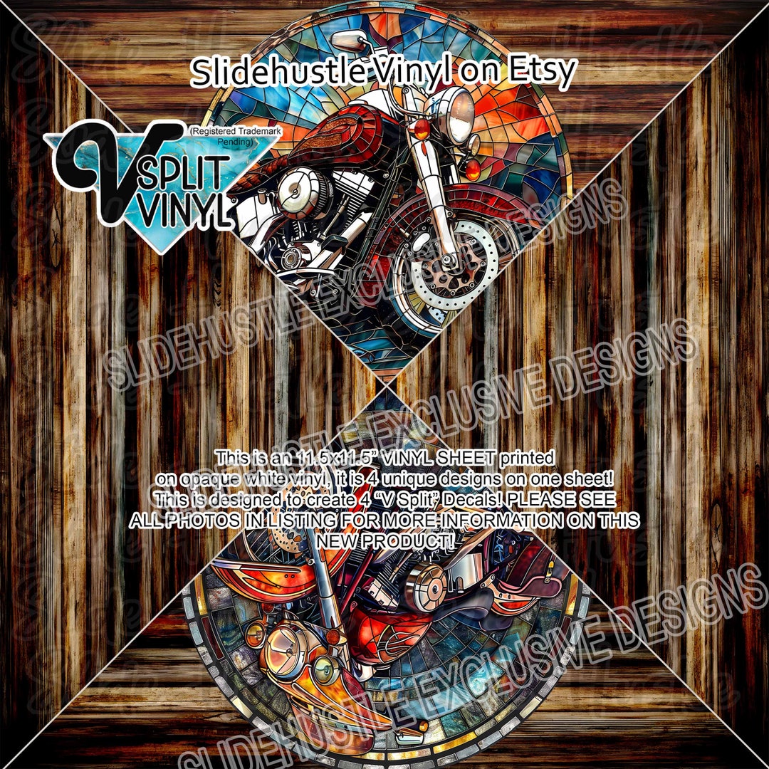 Slide Hustle Vsplit Vinyl, Motorcycle Vsplit Vinyl, Removable Adhesive ...