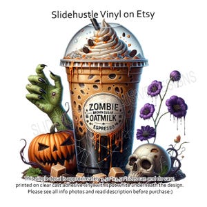 Zombie Coffee Drink Printed Vinyl Decal, Spot White, Ready to Use ...