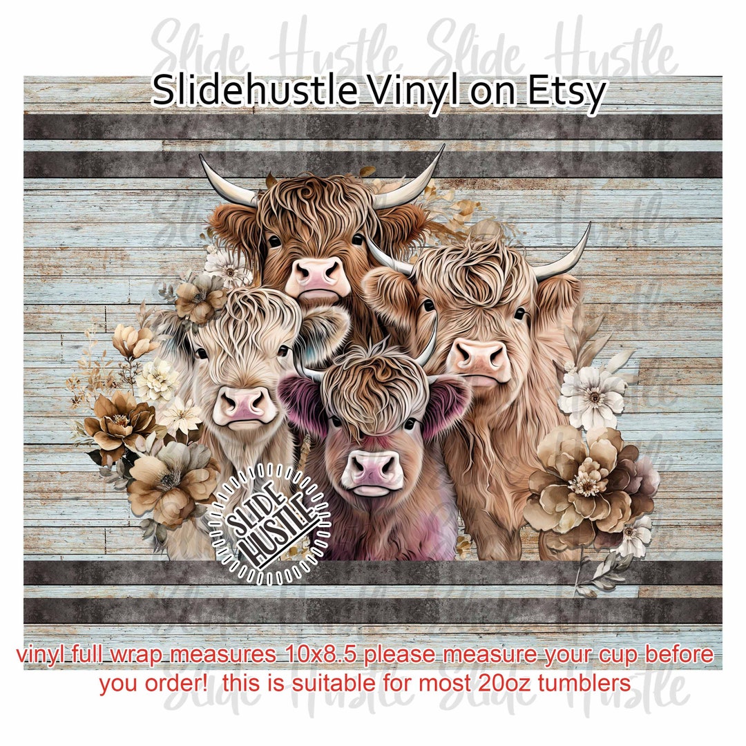Highlands Cow Vinyl Tumbler Wrap, Cute Highlands Cows, Vinyl Tumbler ...