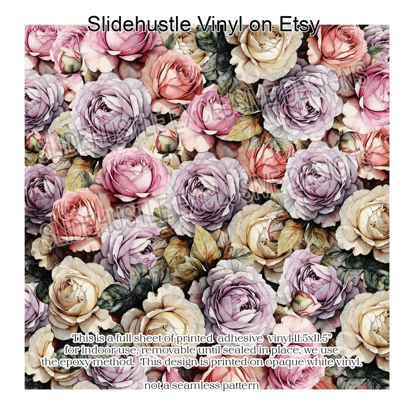 Roses, Romantic, Printed Vinyl Roses, Tumbler Vinyl With Roses, Indoor ...