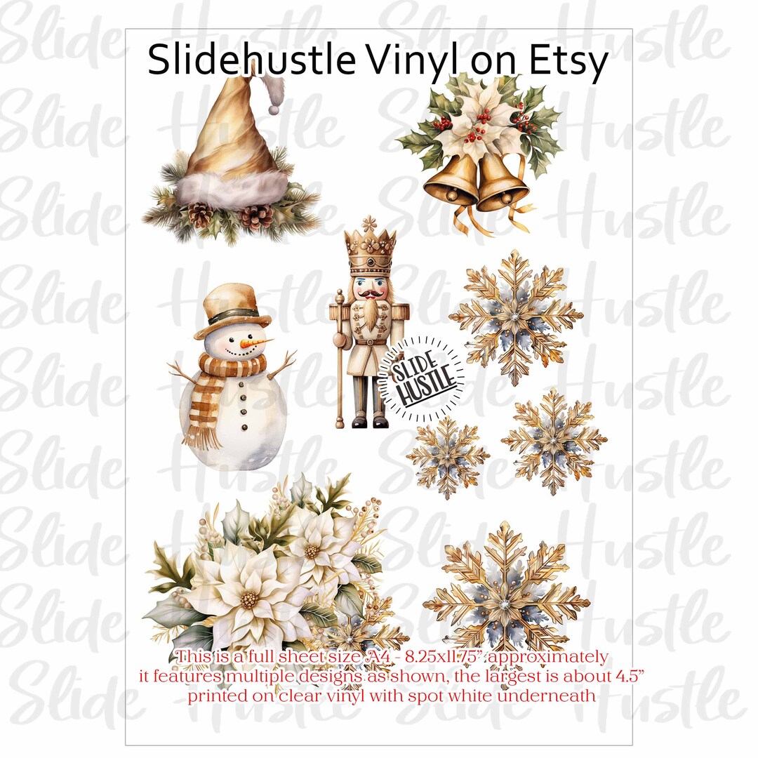Holiday Printed Vinyl Element Sheet, Spot White Element Sheet, Snowman ...