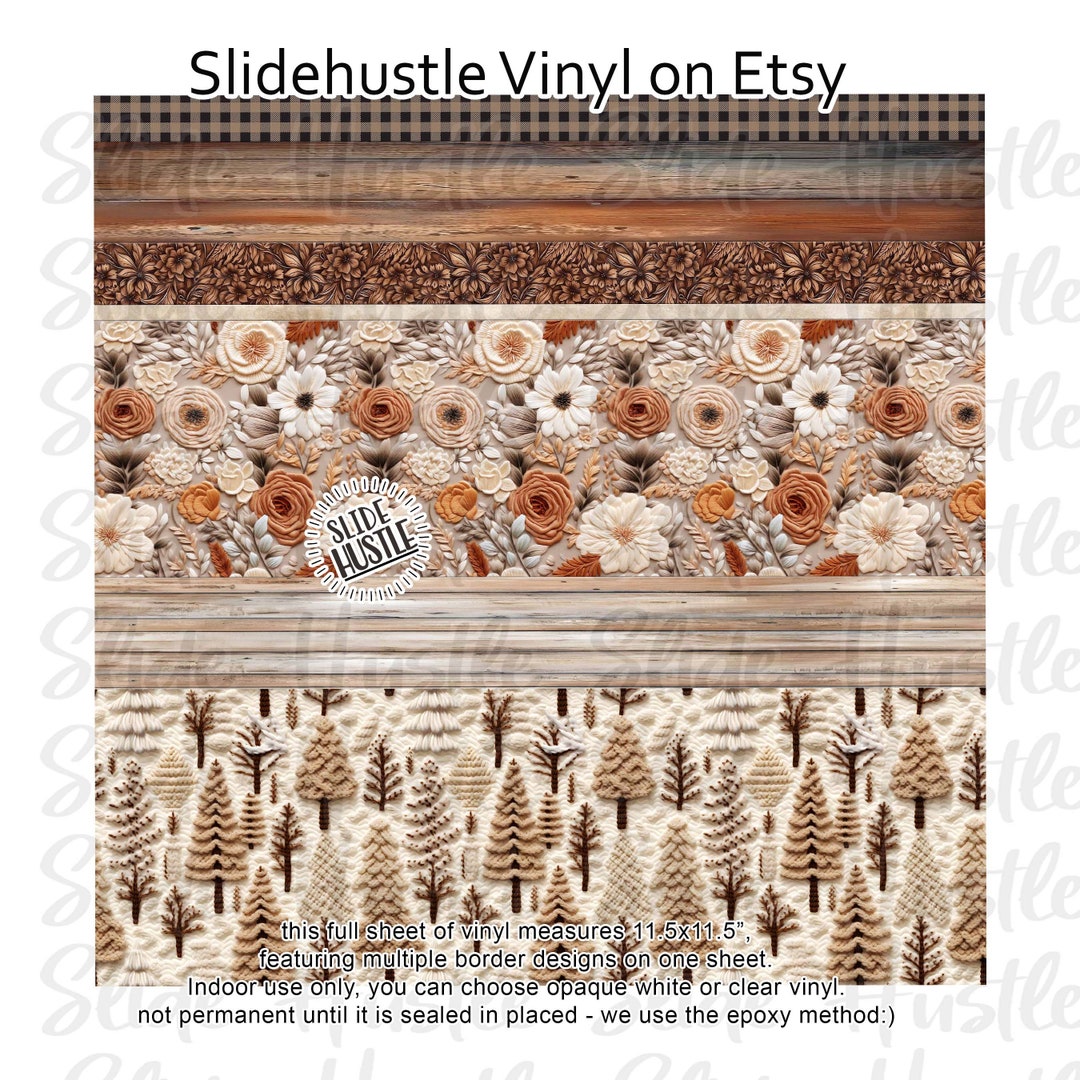 Printed Adhesive Vinyl Borders, 3D Tooled Leather, Weather Wood on ...