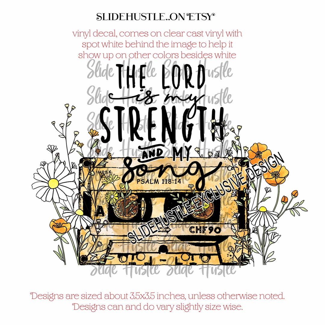 The Lord is My Strength Vinyl Decal, Cassette Tape Vinyl Decal ...