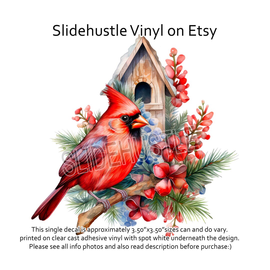 Cardinal, Red Bird, Vinyl Decal, Clear Cast Spot White, CCD, Ready to ...