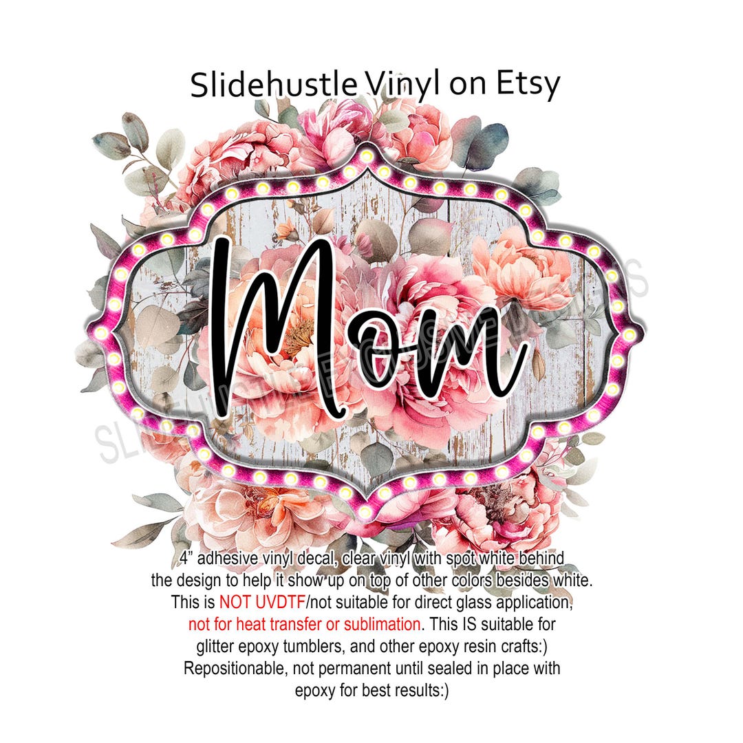 Mom Vinyl Decal, Mom, Printed Adhesive Vinyl Decal, Spot White, Indoor ...