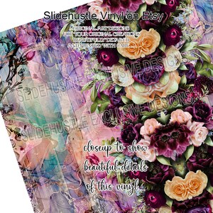 Printed Vinyl Sheet, Floral Vinyl, Realistic Flowers, 3D, Epoxy Tumbler ...