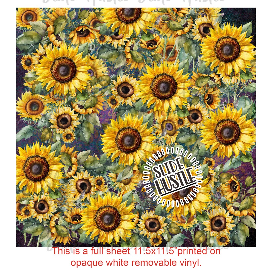 Sunflower Vinyl, Full Sheet, Sunflowers Clear Cast Adhesive Vinyl ...