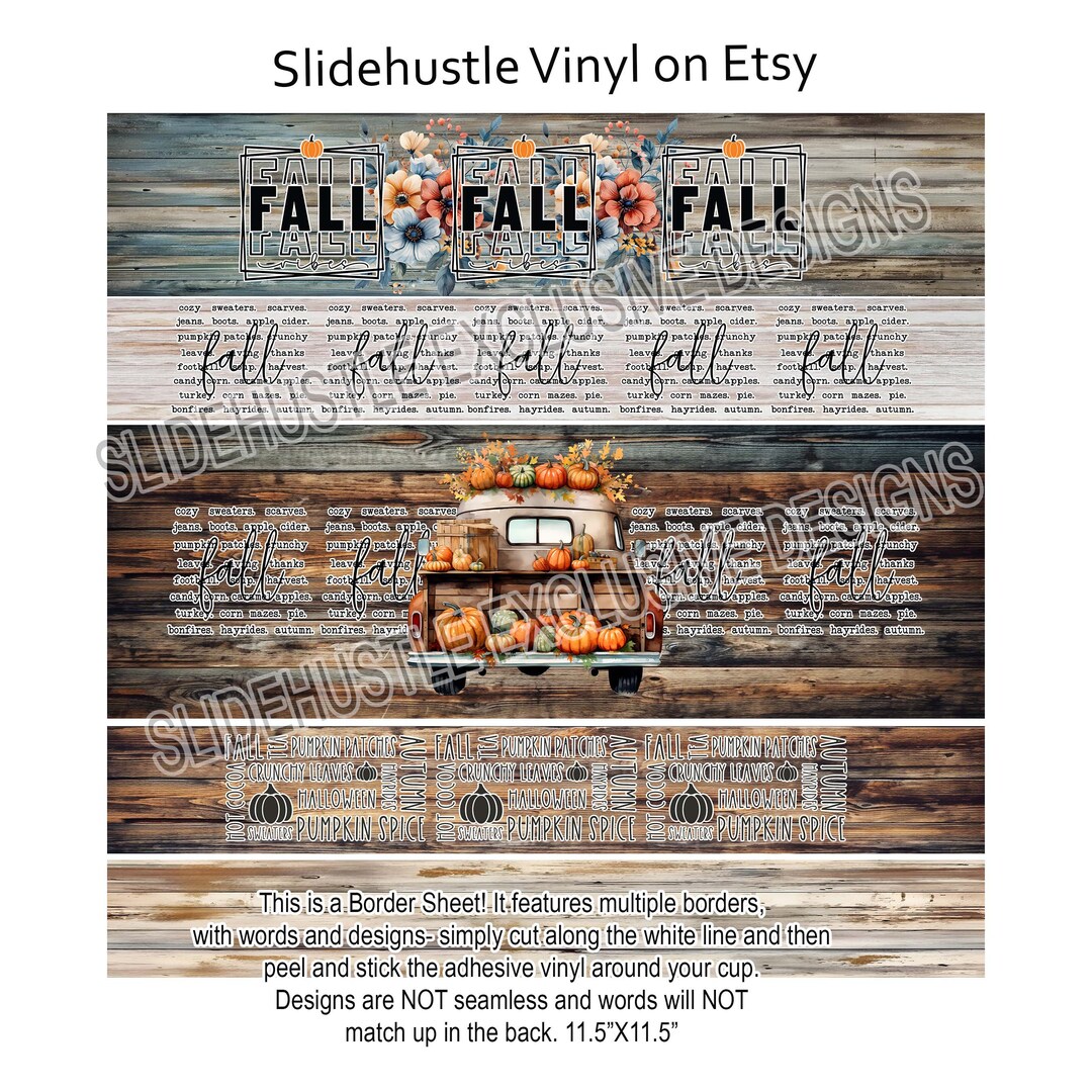 Slide Hustle Printed Vinyl Sheet, Autumn and Fall Themed Adhesive ...
