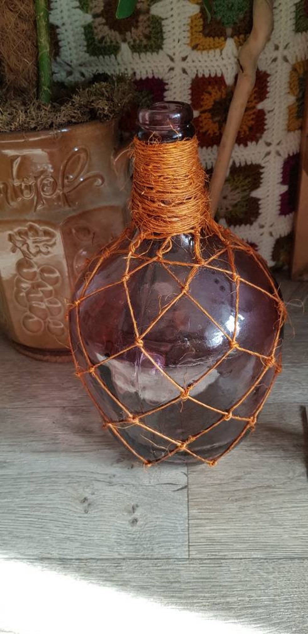 Big Purple Vase With Orange Rope Knotted Around It. - Etsy