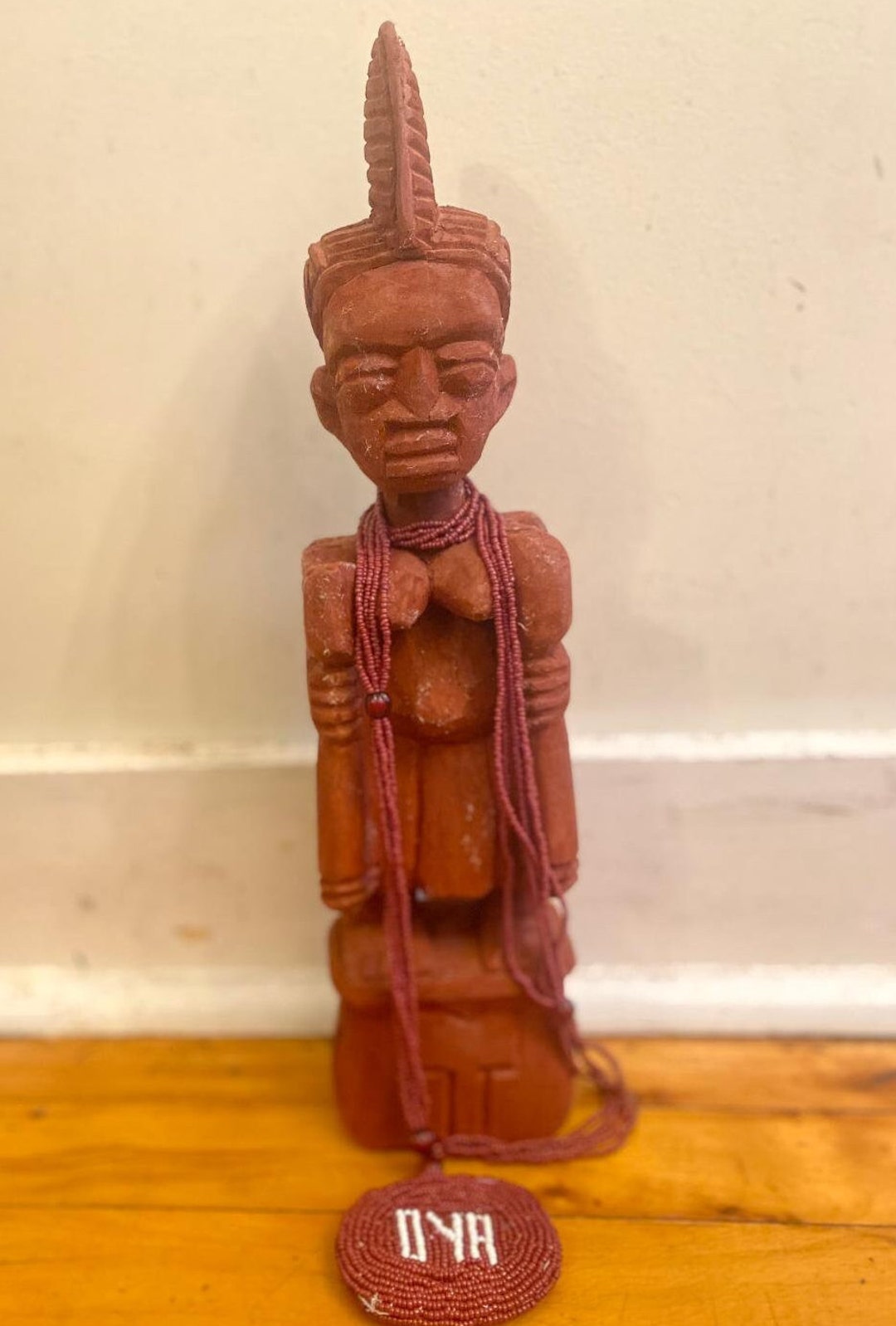 16 Inch High Authentic Wooden Hand Carved Yoruba OYA Spiritual Statue ...