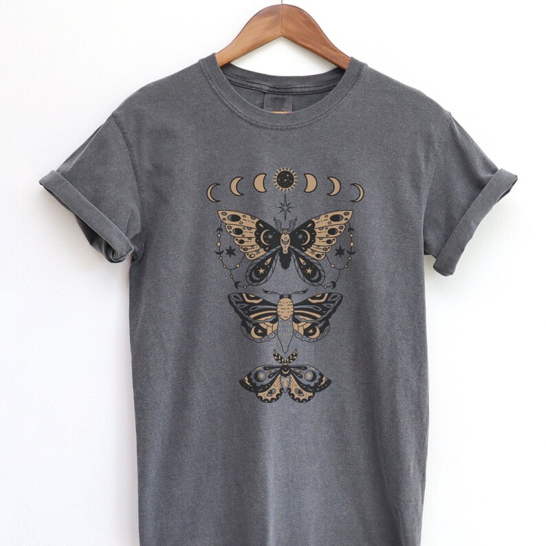 Celestial Moon Graphic Shirt Moth T-shirts Moon Phase - Etsy