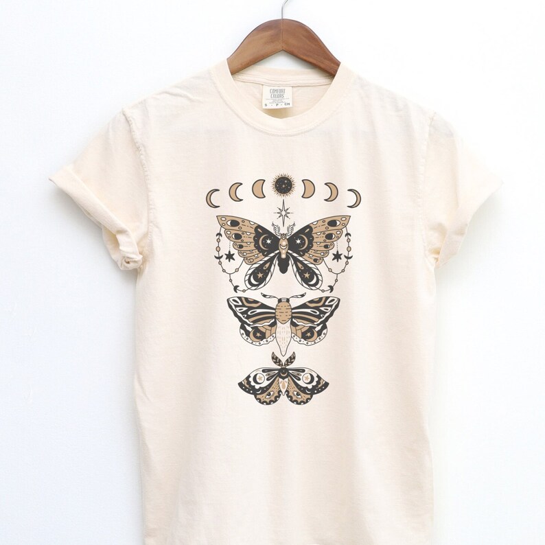 Celestial Moon Graphic Shirt Moth T-shirts Moon Phase - Etsy